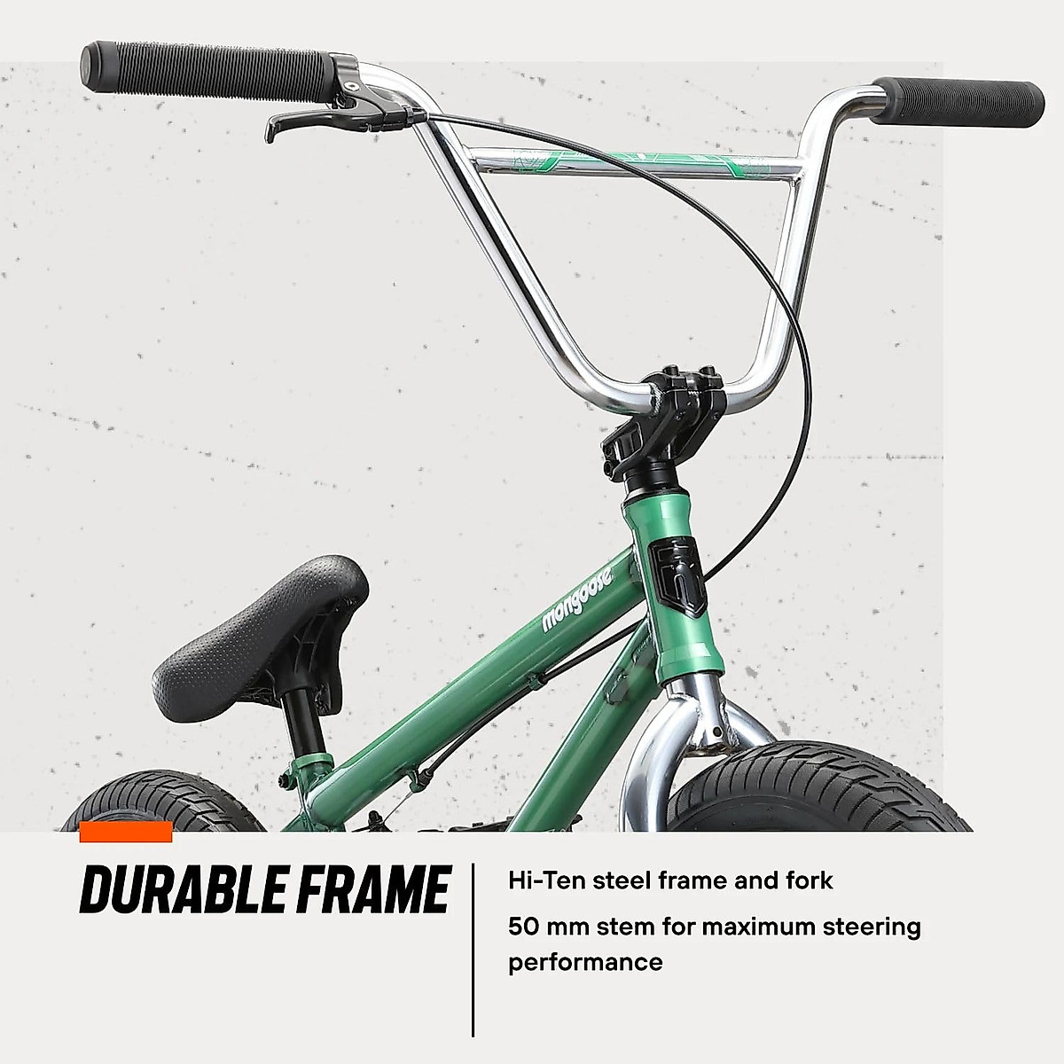 Mongoose Legion L60 Kids Freestyle BMX Bike, Intermediate Rider, Boys and Girls Bikes, 20-Inch Wheels, Hi-Ten Steel Frame, Micro Drive 25x9T BMX Gearing, Green