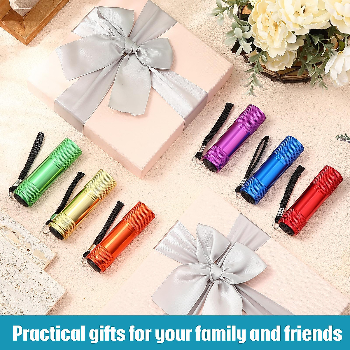 VIHOSE 48 Pcs Mini Flashlights Bulk, Bright Aluminum Handheld Flash Light with Lanyard, Small LED Flashlights for Kids Night Reading Emergency Hurricane Camping Hiking Party Favors(Classic Color)