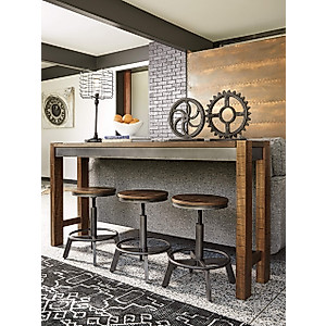 Signature Design by Ashley Torjin Industrial 24" Adjustable Height Barstool, 2 Count, Brown