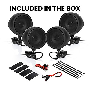 BOSS Audio Systems MCBK475BA 3 Inch Motorcycle Speakers - Built-in Amplifier, Bluetooth (stream right from your phone), Weatherproof, Volume Control, ATV UTV Compatible