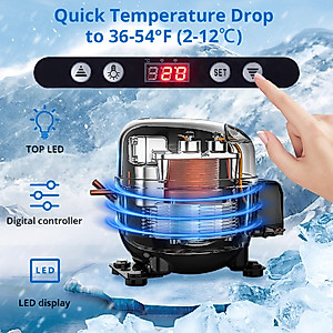 ACONEE Commercial Fridge Display Refrigerator, 3.46 Cu FT Display Fridge Pastry Display Case with Interior LED Lighting, Countertop Display Fridge