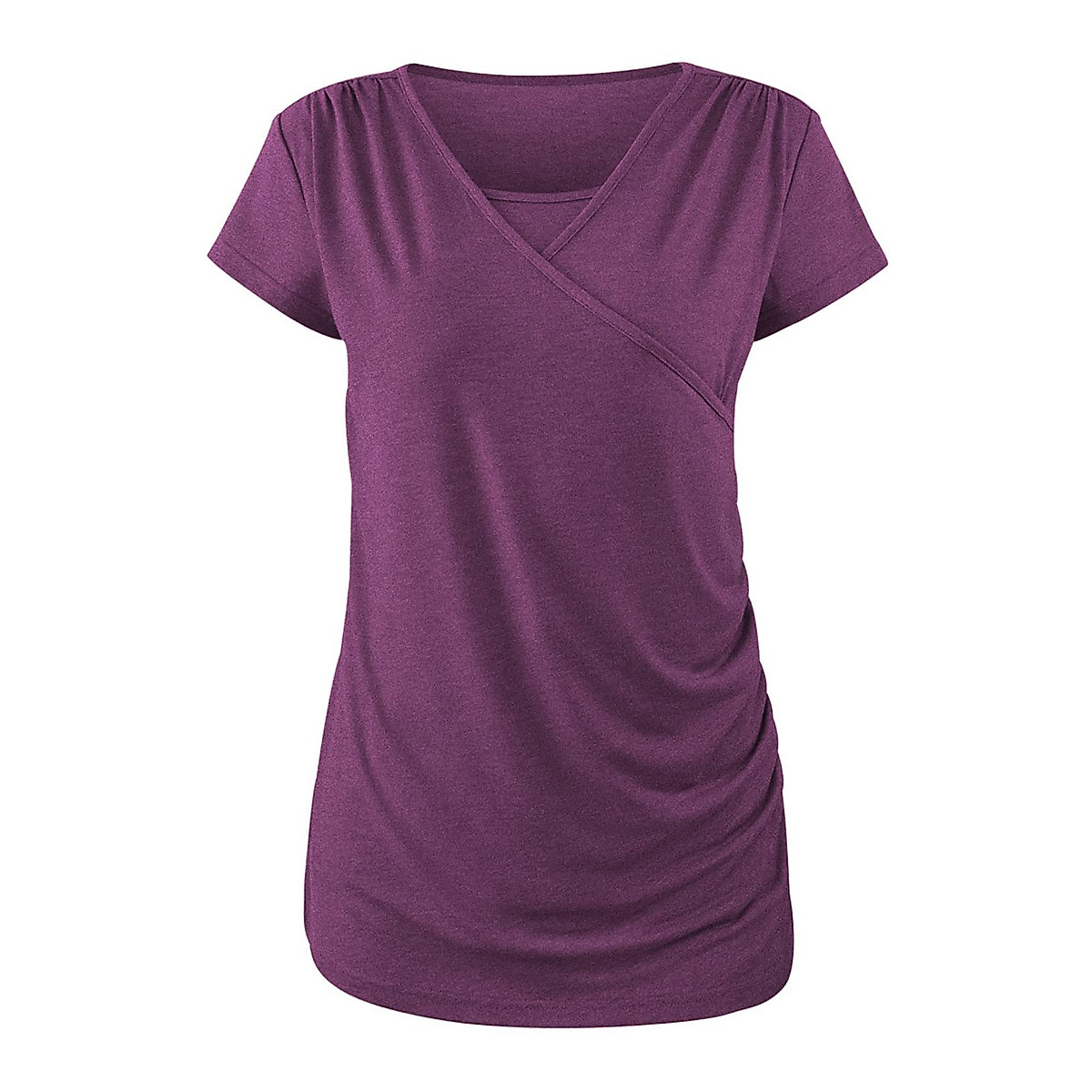 Ecavus 3PCS Women's Maternity Nursing Tops for Breastfeeding Short Sleeve Side Ruched Nursing Shirts