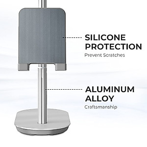 havit Cell Phone and Gaming Headset Stand, Headphone Holder, Adjustable Phone Stands, Aluminum Desktop Headphone Holder for Desk, for 0.55'' Thick Smartphone Kindle Tablet