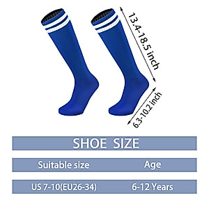 Ultrafun 6 Pairs Kids Youth Soccer Socks Solid Striped Knee High Tube Football Sports Socks for Boys Girls 6-12 Years Old (6Pairs-Multicolor)