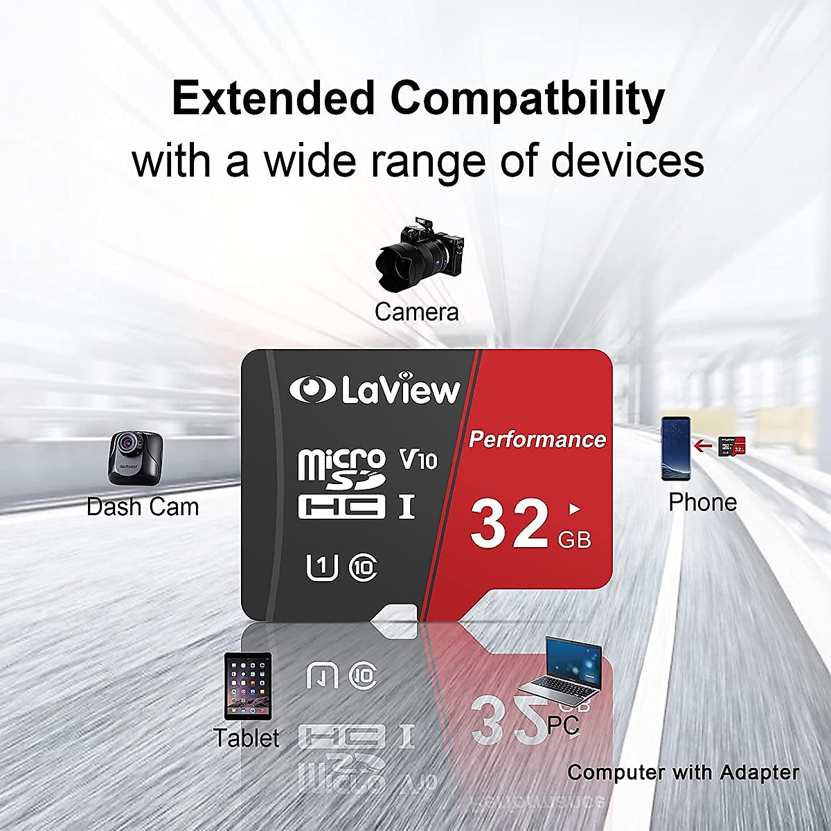 LaView 32GB Micro SD Card 5 Pack, Micro SDXC UHS-I Memory Card – 95MB/s,633X,U3,C10, Full HD Video V30, A1, FAT32, High Speed Flash TF Card P500 for Computer with Adapter/Phone/Tablet/PC