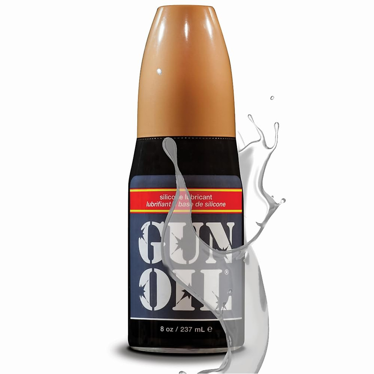 Gun Oil Silicone Based Lubricant 8 Ounce Personal Long-Lasting Sex Lube Condom & Latex-Safe Hypoallergenic Unscented No Residue Non Sticky Intimate Lubrication Works Underwater Couples, Men and Women