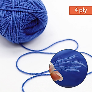NICEEC 4 Skeins Soft Baby Cotton Yarn, 4 Ply, DIY Craft, Fingering Weight, Blanket Yarn for Crochet & Knitting, Total 700yds/7.05oz - Blue