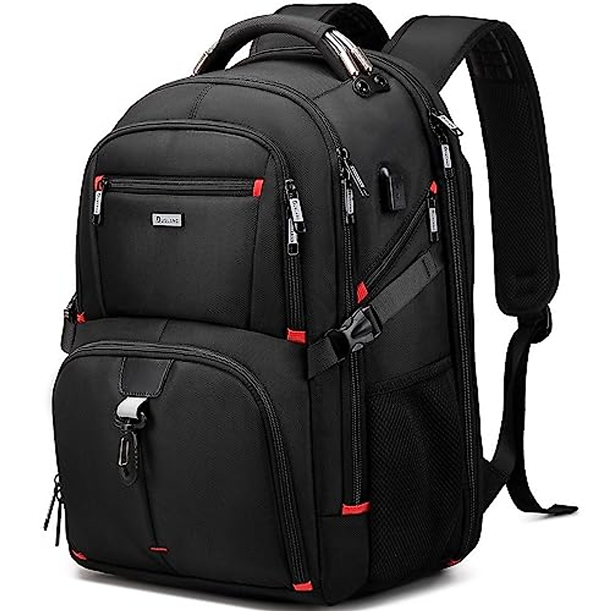 DUSLANG 50L Travel Laptop Backpack for Men Women, Water Resistant Carry on Backpack for Weekend Airline Approved for Business Work Backpack with USB Charging Port Fits 17 Inch Computer, Black