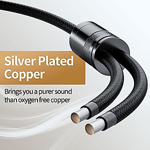 HiFind 3.5mm to 2 RCA Stereo Audio Cable 10 Ft (Real Hi-Fi Sound-Silver Plated Copper-Spring SR-Braided) 3.5 mm 1/8" TRS Male to Dual RCA Male Bidirectional Cable for Home Theater,Speaker