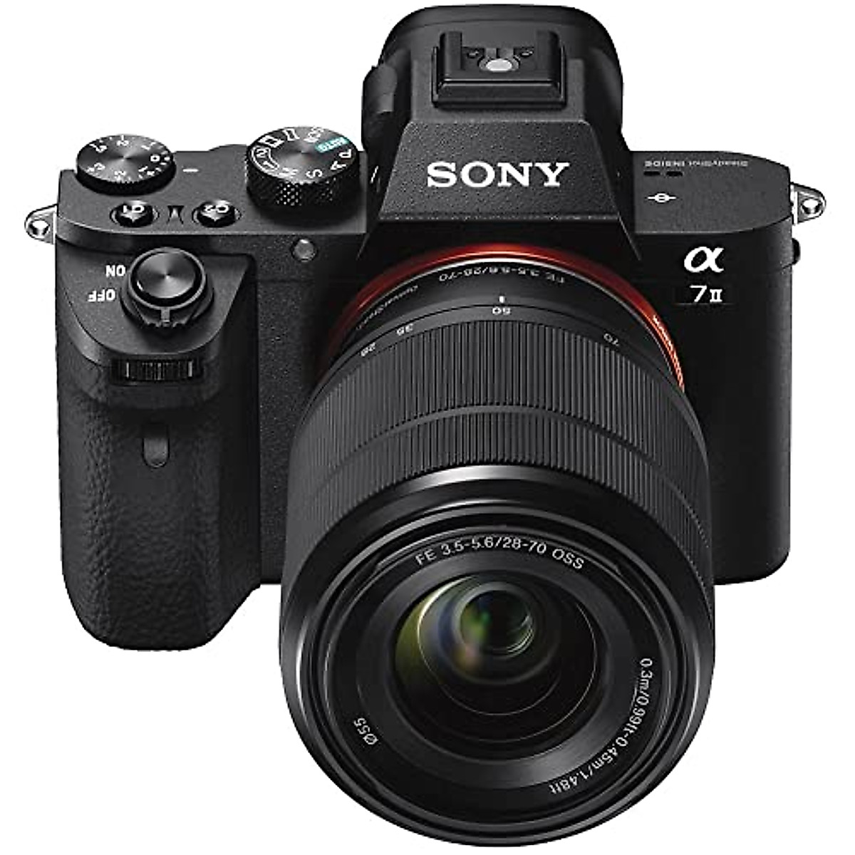 Sony a7 II Mirrorless Camera with 28-70mm Lens (ILCE7M2K/B) + Bag + 64GB Card + Card Reader + Flex Tripod + Hand Strap + Memory Wallet + Cap Keeper + Cleaning Kit (Renewed)