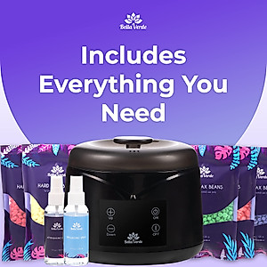 Bella Verde Wax Warmer Home Waxing Kit - Wax Kit for Hair Removal Wax Pot Professional with LED Display and 6 Bags Painless Hard Wax Beans, 20 Wax Sticks for Face, Legs, Arms, Bikini