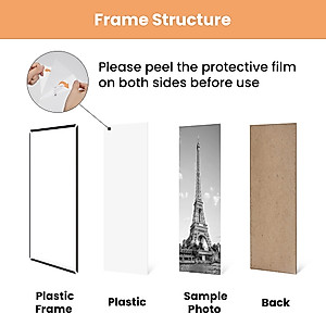 upsimples 16x24 Picture Frame Black 3 Pack, Scratch-Proof Poster Frames 16 x 24 for Photo Gallery - Slide-In Strips, Horizontal or Vertical Wall Mounting