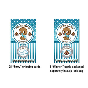 Poopie Diaper Boys Baby Shower Scratch Off Cards 1 - (30 Cards) - Baby Shower Game Scratch Off Tickets - Baby Shower Raffle Tickets - Baby Shower Door Prize - Scratch & Win for Boys Baby Shower