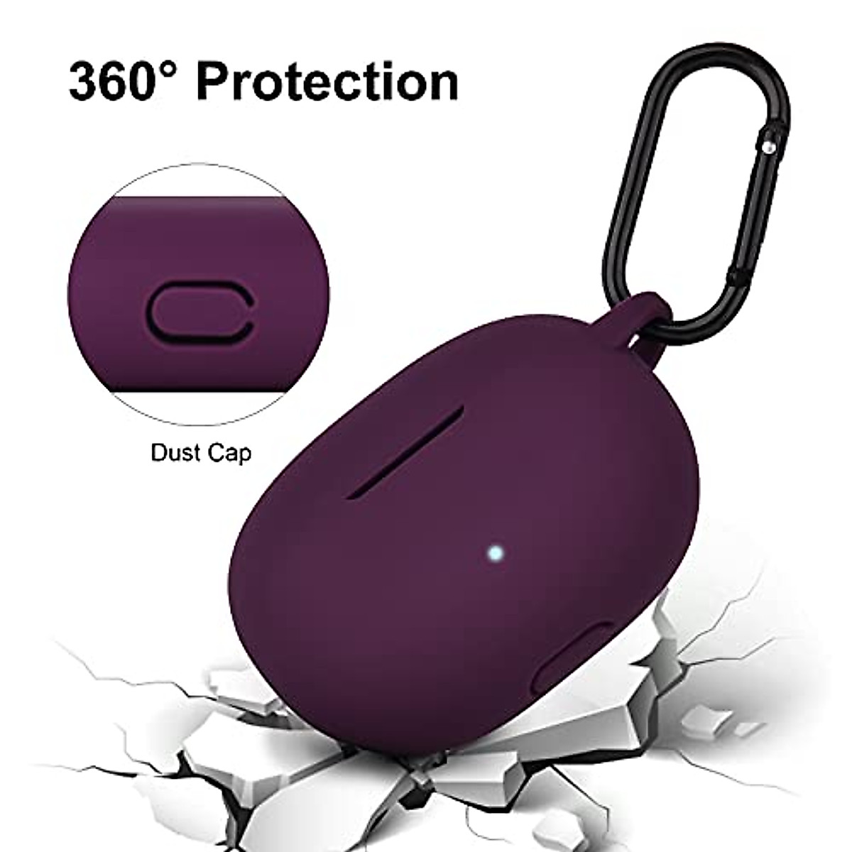 AIRSPO Silicone Case Compatible with Beats Studio Buds Case 2021 Soft Protective Cover for Beats Wireless Earbuds with Keychain (Dark Purple)