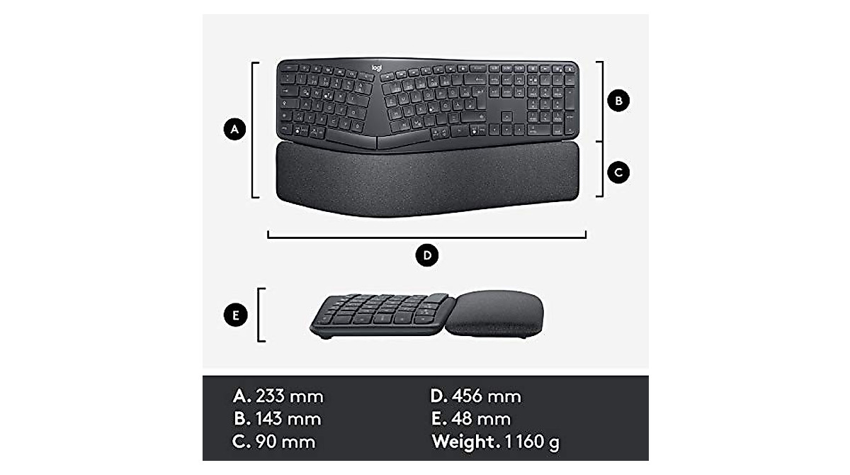 Logitech Ergo K860 Wireless Ergonomic Keyboard - Secure & Multi-Device
