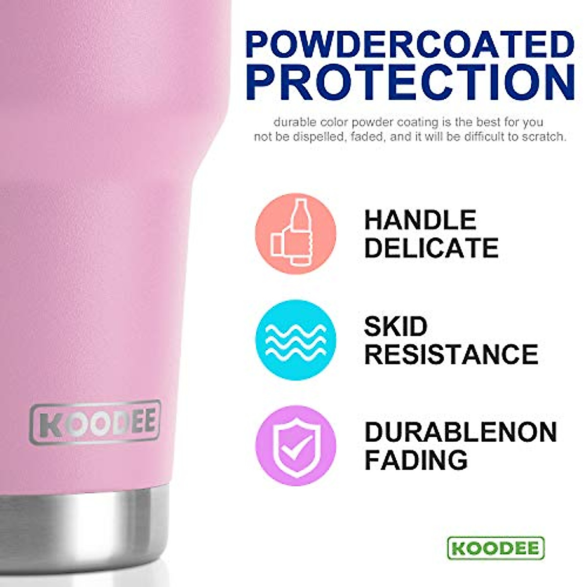 koodee 30 oz Tumbler with Lid and Straw Stainless Steel Double Wall Vacuum Insulated Travel Coffee Mug Cup with Handle, Spill Proof (30 oz Purple Pink)