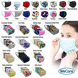 WECARE Disposable Face Masks For Kids, 50 Sport Collection Face Masks, Individually Wrapped