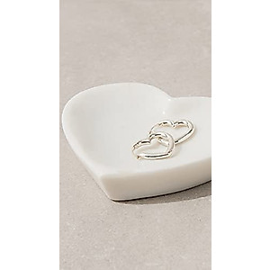 The Little Market Women's Marble Heart Dish, White Marble, One Size