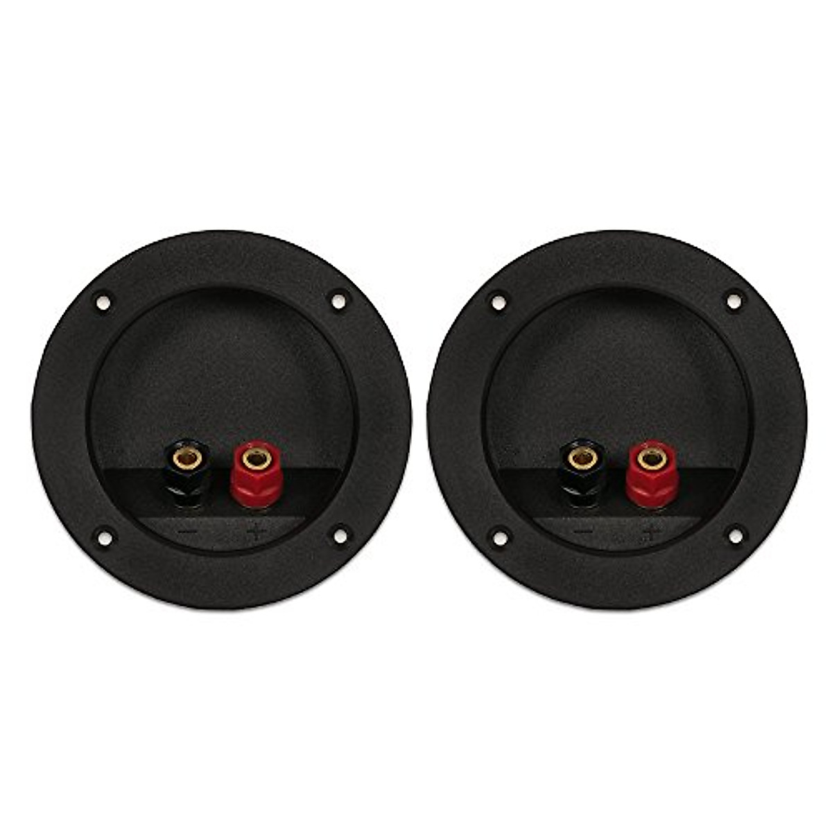 Goldwood Sound Speaker Box Terminal Cups 2 Round Power Speaker Terminal Plates Black (RGT-4025-2)