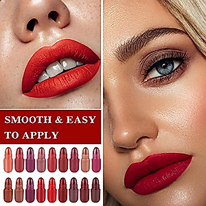 Fusang 18Pcs Mini Capsule Pills Lipstick Matte Lipstick Makeup Sets for Women Highly Pigmented Long Lasting Waterproof Mini Red Matte Pill Lipstick Cute Lip Stick Stain Set for Women