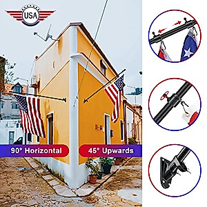 Black Flag Pole for House - 5FT Flagpole Kit for American Flag - 3x5, 4x6 Flag Heavy Garden flagpole-Professional Metal Flag Pole for House Garden Yard Residential or Commercial Two-Position Bracket