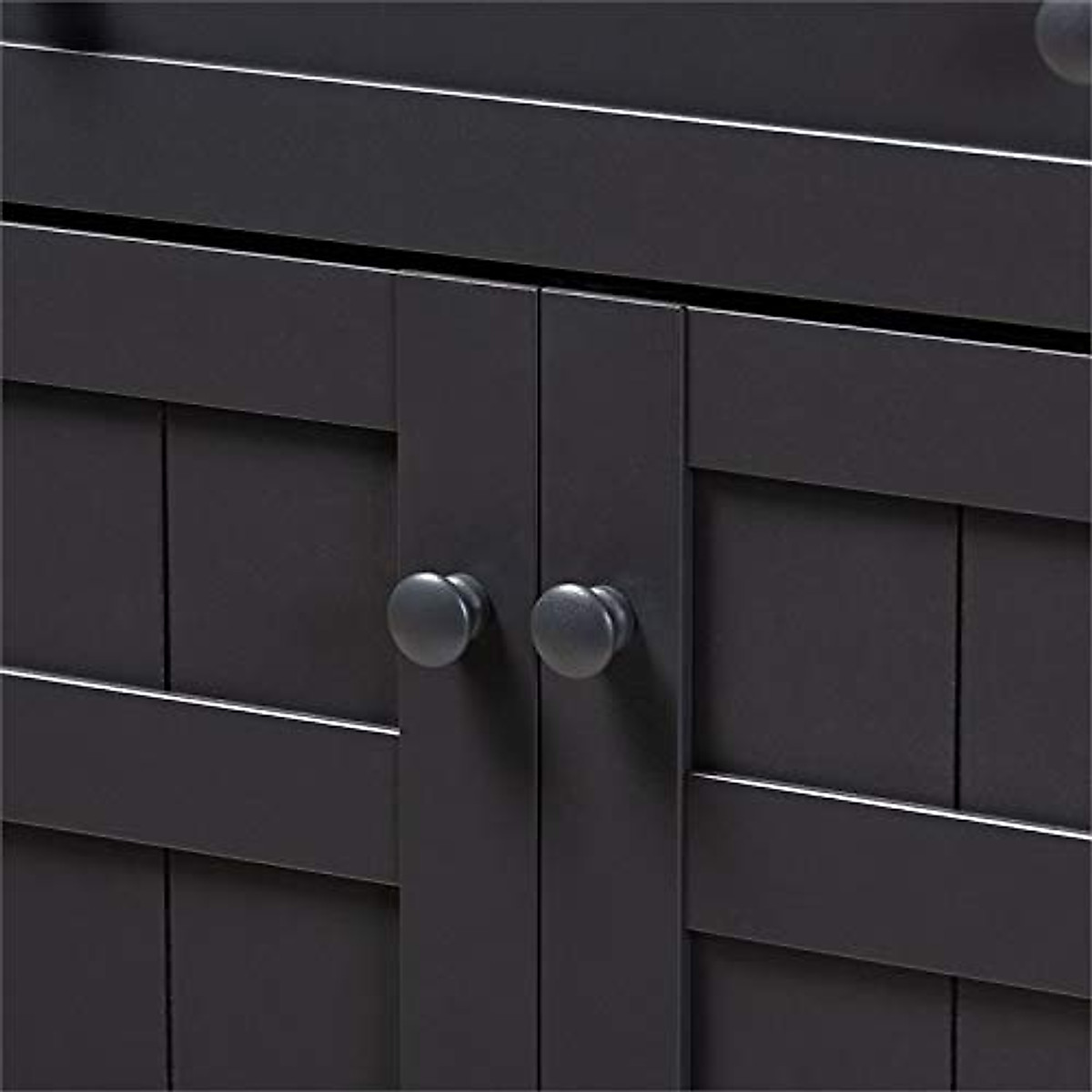 BOWERY HILL Wood 5-Shelf and Drawer Shoe Cabinet in Dark Gray