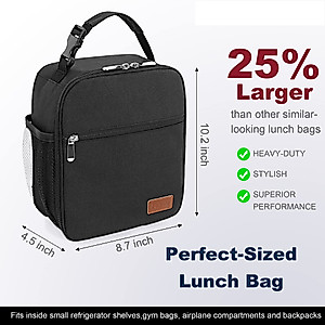 Femuar Lunch Box for Men Women Adults Small Lunch Bag for Office Work School - Reusable Portable Lunchbox, Black
