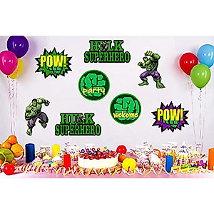 Superhero Hulk Banner Door Sign Banner Superhero Hulk Party Decorations for Kids Boys Birthday Baby Shower
