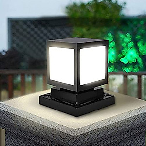 CZLZY Solar LED Post Light Simple Modern Aluminum Square Pillar Lamp Outdoor Patio Fence Column Light Waterproof IP54 Villa Gate Base Light Lawn Landscape Light