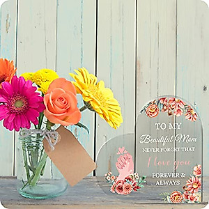 Mom Birthday Gifts for Mom I Love You Mom Mothers Day Gifts Flower Heart Crystal Paperweight for Mom from Daughter Son for Christmas Mothers Day Birthday Thanksgiving Presents