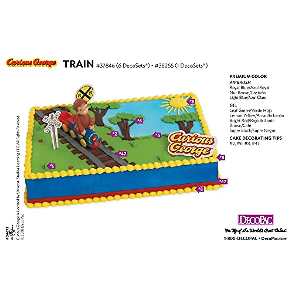 DecoSet® Curious George Train Cake Topper, 4-Piece Set, Keepsake Figures for Hours of Fun, Create an Adorable Birthday Centerpiece