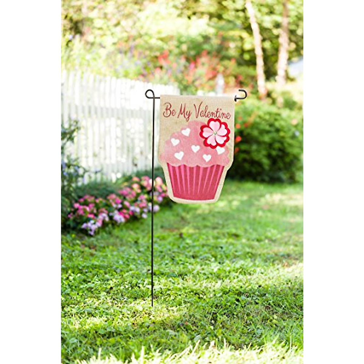 Evergreen Embellish Valentine's Day Cupcake Burlap Garden Flag | 18 x 12.5 inches | Indoor Outdoor Weather Resistant | Décor for Homes and Gardens