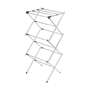 BLACK + DECKER 3 Tier Expandable Collapsing Foldable Laundry Rack for Air Drying Clothing, Space Saving Heavy Duty Lightweight Metal Drying Rack(Gray)