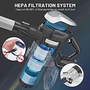 NEQUARE Cordless Vacuum Cleaner,10-in-1 Lightweight Stick Vacuum 25KPA Strong Suction 280W Brushless Motor,45Min Runtime 2500mAh Battery,Handheld Vacuum Cleaner 1.3L Dust Cup&LED Head for Floor Carpet