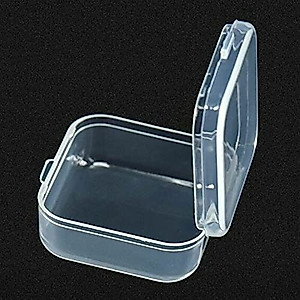 10Pcs Clear Small Plastic Containers Transparent Storage Box with Hinged Lid for Jewelry Earplugs (3.5x3.5x1.5CM)
