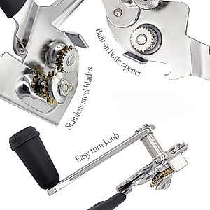 T1W Crank Handle Commercial Can Opener - Heavy Duty Can Opener - Ergonomic Cushioned Handle - Manual Hand Can Opener