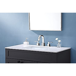 KINGO HOME Brushed Nickel 3 Hole Deck Mount Waterfall Bathroom Faucet, 8 inch 2 Handle, Drip-Free Ceramic Disc Valve, Easy Installation