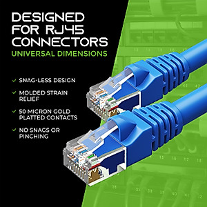 GearIT 100-Pack, Cat5e Ethernet Patch Cable 1 Foot - Snagless RJ45 Computer LAN Network Cord, Blue