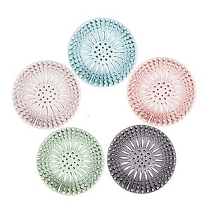 VARSIK Hair Catcher Durable Silicon Hair Stopper Shower and Sink Drain Trap, Cover and Trap for Bathroom, Tub, Kitchen, Sink, Bathtub Easy to Clean and Install 5 Pack