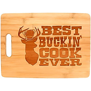 Best Buckin' Cook Ever Funny Country Kitchen Décor Hunting Big Rectangle Bamboo Cutting Board Bamboo