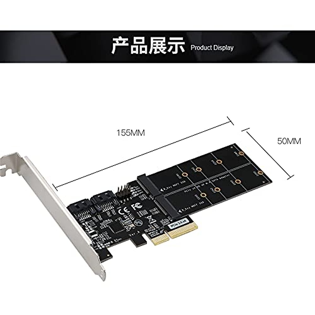 4in1 Dual M.2 NGFF (B Key) SSD+ Dual SATAIII 6G SSD/HDD to PCI Express 4X Converter Adapter with Low Profile Bracket for Desktop PC