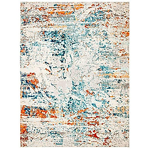 SAFAVIEH Madison Collection 9' x 12' Cream Orange MAD478B Modern Abstract Non-Shedding Living Room Bedroom Dining Home Office Area Rug