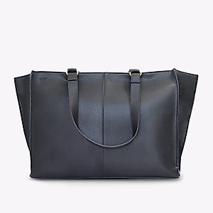 MERSI Paloma Carry-All Tote Purse - Vegan Leather Tote Bag With Convertible Luggage Sleeve & Removable Shoulder Strap - Black