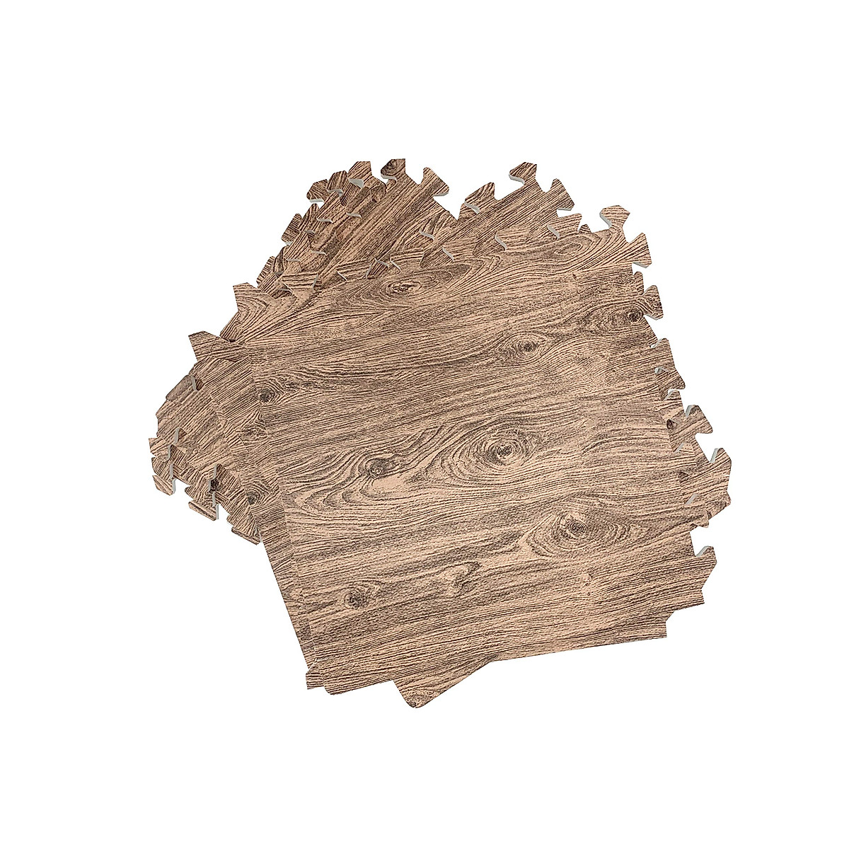 Tadpoles Natural Wood Grain Playmat Set, 9 Interlocking Foam Mats with 12 Border Pieces, Soft and Durable | Total Floor Coverage 56” x 56” | for Kids and Adults | Cherry Wood Print