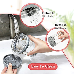 Stoto Overnight Oats Jars，Vegetable and fruit Salad Storage，Overnight Oats Container with Lid and Spoon (Grey)