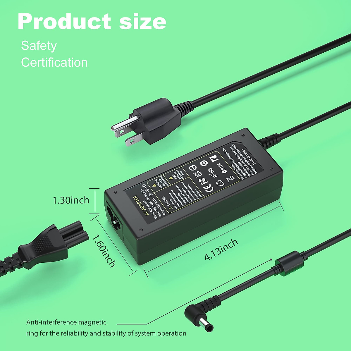for LG Monitor Power Supply,19V Adapter Charger for LG Electronics 19" 20" 22" 23" 24" 27" 32" LED LCD TV Monitor Widescreen HDTV 24M47H-P 24MP55HQ, Samsung UN32J400 UN32J4000AF Power Supply