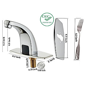 Halo Sanitary Touchless Bathroom Faucet Automatic Motion Sensor Faucet with Hole Cover Deck Plate Chrome