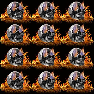 12 Pieces 2.3 Inches Metal Skull Charcoal Briquettes Human Skull Shaped Fire Pit Stones Gas Charcoal Halloween Skull Fireproof Fire Pit Skull Halloween Decor for Campfire Fireplace Fire Pit