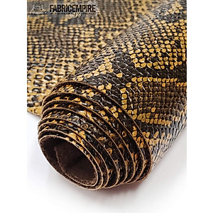 Vinyl Fabric Embossed Texture Rattlesnake Fake Leather Sold by The Yard (Sand Brown)