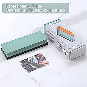 KEENBEST Actual Grit Premium Material Sharpening Stone 2 Side 400 1000 Whetstone Set Kitchen Knife Sharpener Stone Wet Stones for Sharping Knives Kit with Non-slip Rubber Base